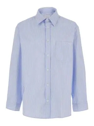 A.p.c. Light Blue Long-sleeved Shirt With Classic Collar And Striped Motif In Cotton For - Multicolor
