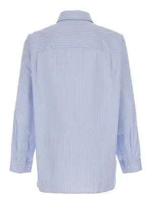 A.p.c. Light Blue Long-sleeved Shirt With Classic Collar And Striped Motif In Cotton For - Multicolor