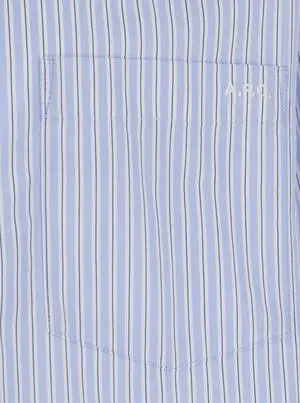 A.p.c. Light Blue Long-sleeved Shirt With Classic Collar And Striped Motif In Cotton For - Multicolor