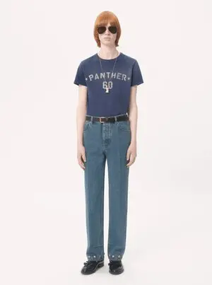 Valentino Garavani Blue Crewneck T-shirt With Logo Lettering On The Rear In Cotton - Multicolor