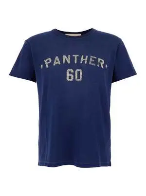 Valentino Garavani Blue Crewneck T-shirt With Logo Lettering On The Rear In Cotton - Multicolor
