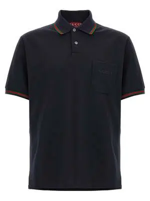 Gucci Nastro Web' Polo Shirt - Blue