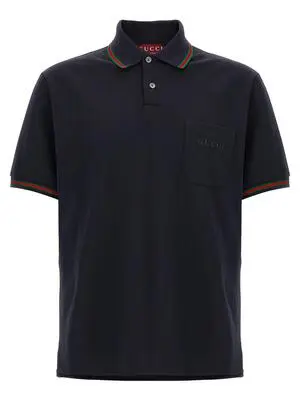 Gucci Nastro Web' Polo Shirt - Blue