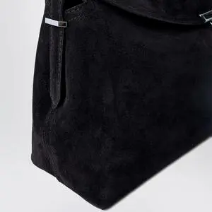 TOTEME T-lock Bag Espresso In Suede Leather - Brown