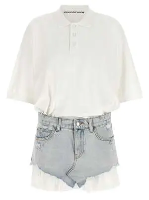 Alexander Wang Denim Skirt Polo Dress - Multicolor