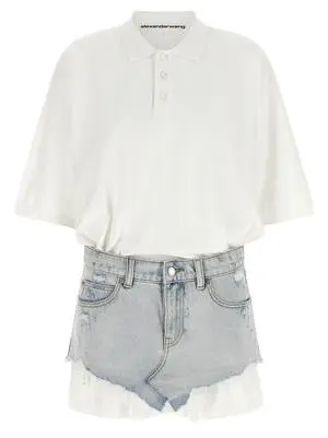 Alexander Wang Denim Skirt Polo Dress - Multicolor