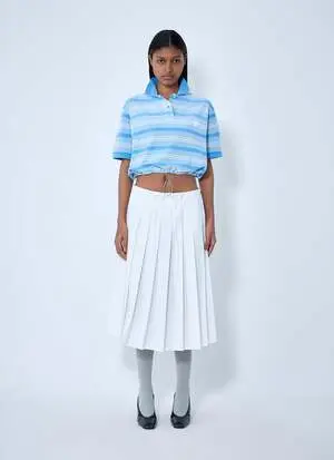 Prada Striped Polo Shirt With Drawstring Hem - Blue
