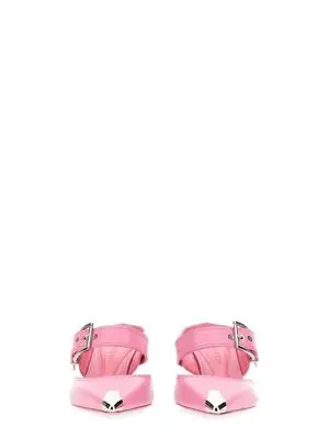 Alexander McQueen Leather Punk Sandal With Buckle - Pink