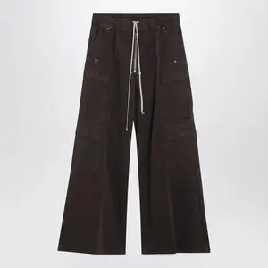 Rick Owens Dark Powder Grey Nylon Double Cargo Jumbo Belas Trousers - Brown