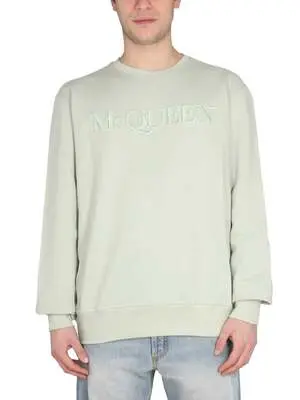 Alexander McQueen Sweatshirt With Logo Embroidery - Green