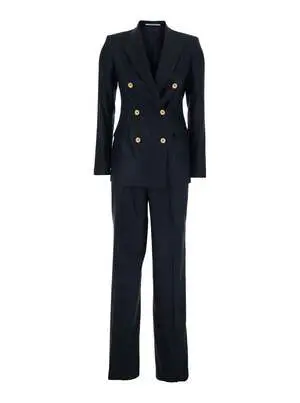 Tagliatore Blue Double-breasted Suit In Linen Blend For - Multicolor