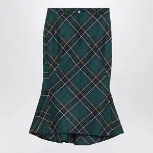 Alexander McQueen Flared Skirt In Wool Tartan - Blue