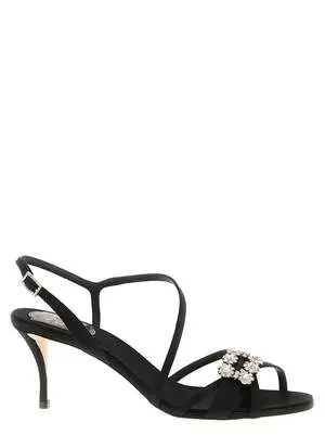 ROGER VIVIER Mini Flower Strass Sandals - Black