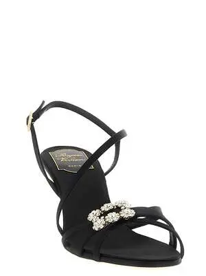 ROGER VIVIER Mini Flower Strass Sandals - Black