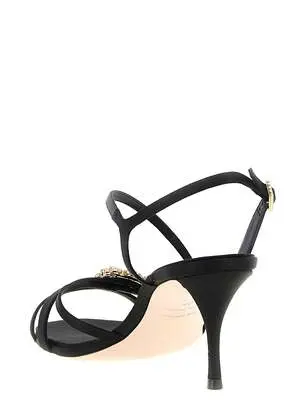 ROGER VIVIER Mini Flower Strass Sandals - Black