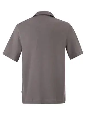 BOSS Textured Cotton Polo Shirt With Open Collar