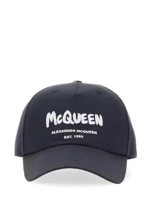 Alexander McQueen Graffiti Logo Hat - Blue