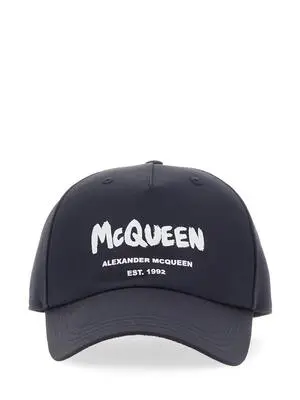 Alexander McQueen Graffiti Logo Hat - Blue