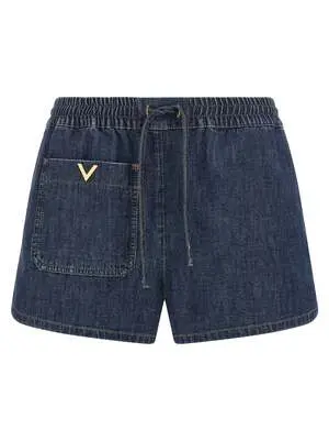 Valentino Garavani Chambray Denim Shorts - Blue
