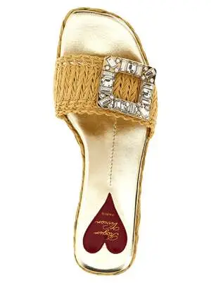 ROGER VIVIER Raffia Jewel Sandals