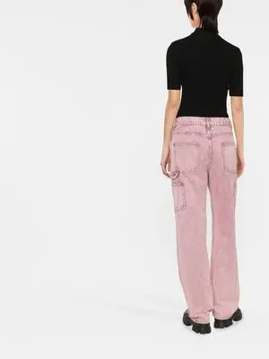 COURREGES Short Sleeves Ribbed Knitted Sweater