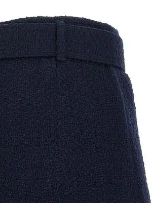 SELF-PORTRAIT Bouclé Wool Blend Skort - Blue