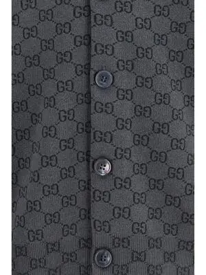 Gucci Silk And Wool Gg Print Cardigan - Gray