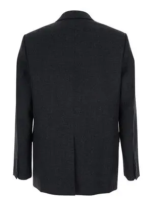 Gucci Grey Single-breasted Jacket With Notched Revers In Wool