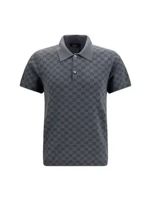 Gucci Gg Jacquard Wool And Silk Polo Shirt