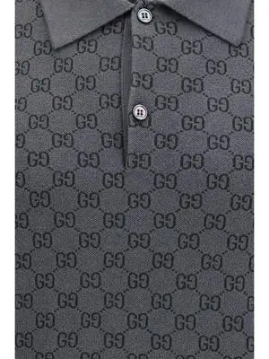 Gucci Gg Jacquard Wool And Silk Polo Shirt