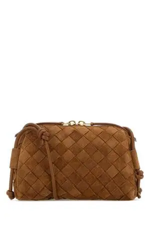 Bottega Veneta Camel Suede Concert Crossbody Bag - Brown