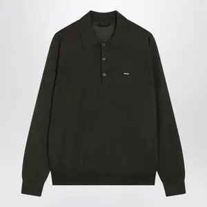 Prada Military Combed Wool Polo Shirt - Green