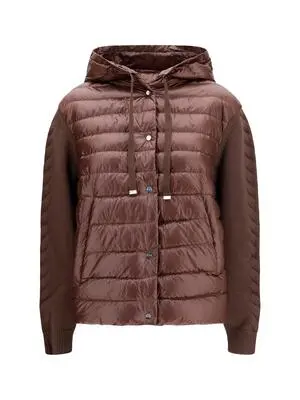 Herno Down Jacket With Wool Sleeves - Brown