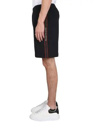 Alexander McQueen Bermuda Shorts With Selvedge Logo Band