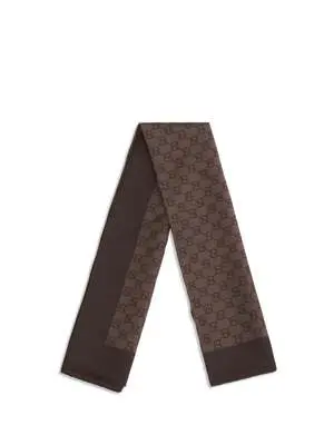 Gucci Gg Silk Twill Jacquard Scarf