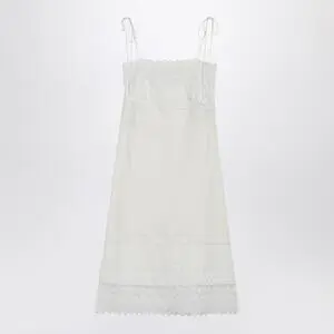 Valentino Garavani Linen Sangallo Embroidery Midi Dress - White