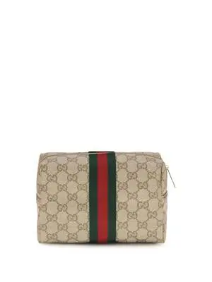 Gucci Medium Beauty Case With Web Stripe - Cream