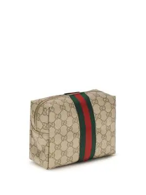 Gucci Medium Beauty Case With Web Stripe - Cream