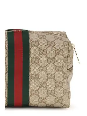 Gucci Medium Beauty Case With Web Stripe - Cream