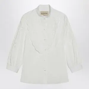 Valentino Garavani Cotton Poplin Sangallo Embroidered Shirt - White