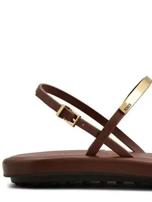 TOD'S Leather Flat Sandals - Brown