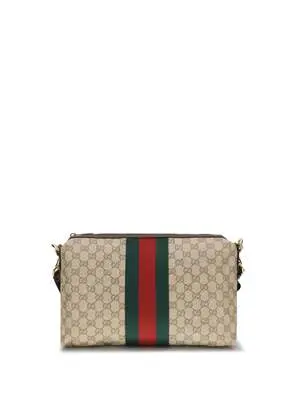 Gucci Medium Gg Shoulder Bag With Web Stripe - Cream