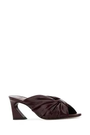 Fendi Burgundy Leather Arco Mules - Red