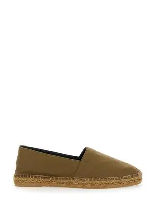 Saint Laurent Espadrilles With Tonal Cassandre Embroidery On The Side And Almond Toe In Cotton - Brown
