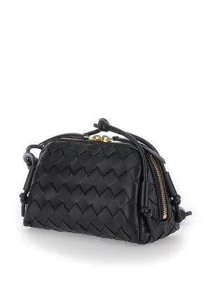 Bottega Veneta Crossbody Bag 'concert' With Intreccio Motif In Black Leather For - Multicolor
