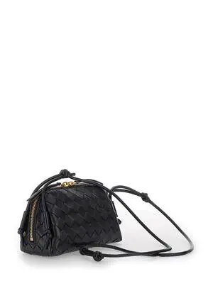 Bottega Veneta Crossbody Bag 'concert' With Intreccio Motif In Black Leather For - Multicolor