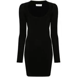Saint Laurent Stretch-design Fine Knit Ribbed Evening Dress