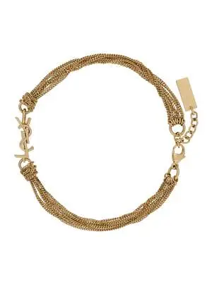 Saint Laurent Metallic Brass Bracelet With Cassandre Charm - Multicolor