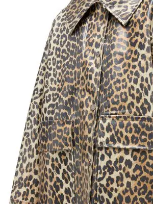 GANNI Cotton Blend Leopard Print Jacket - Multicolor