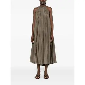 Max Mara Pleated Halter Neck Midi Dress